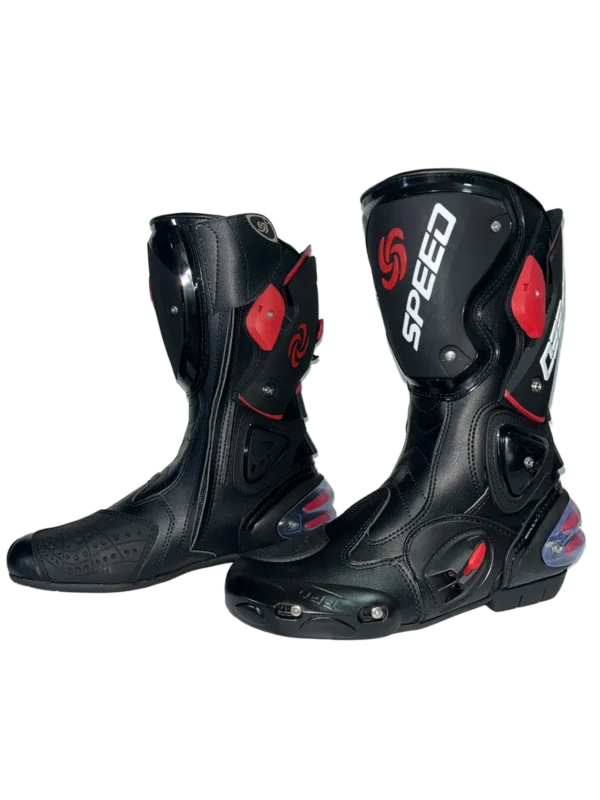 BOTAS MOTO VELOCIDAD SPEED NEGRO ROJO 45
